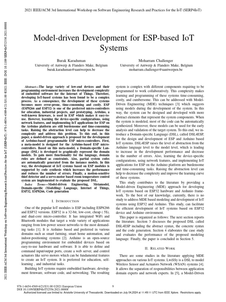 Model-Driven Development For ESP-based IoT Systems | PDF | Internet Of ... Model-Driven Development For ESP-based IoT Systems | PDF | Internet Of ...