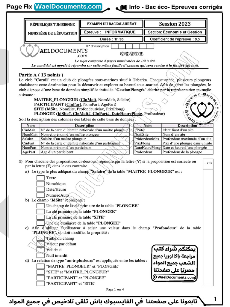 Info - Épreuves Bac Economie - 2022 Et 2023 - Avec Correction | PDF