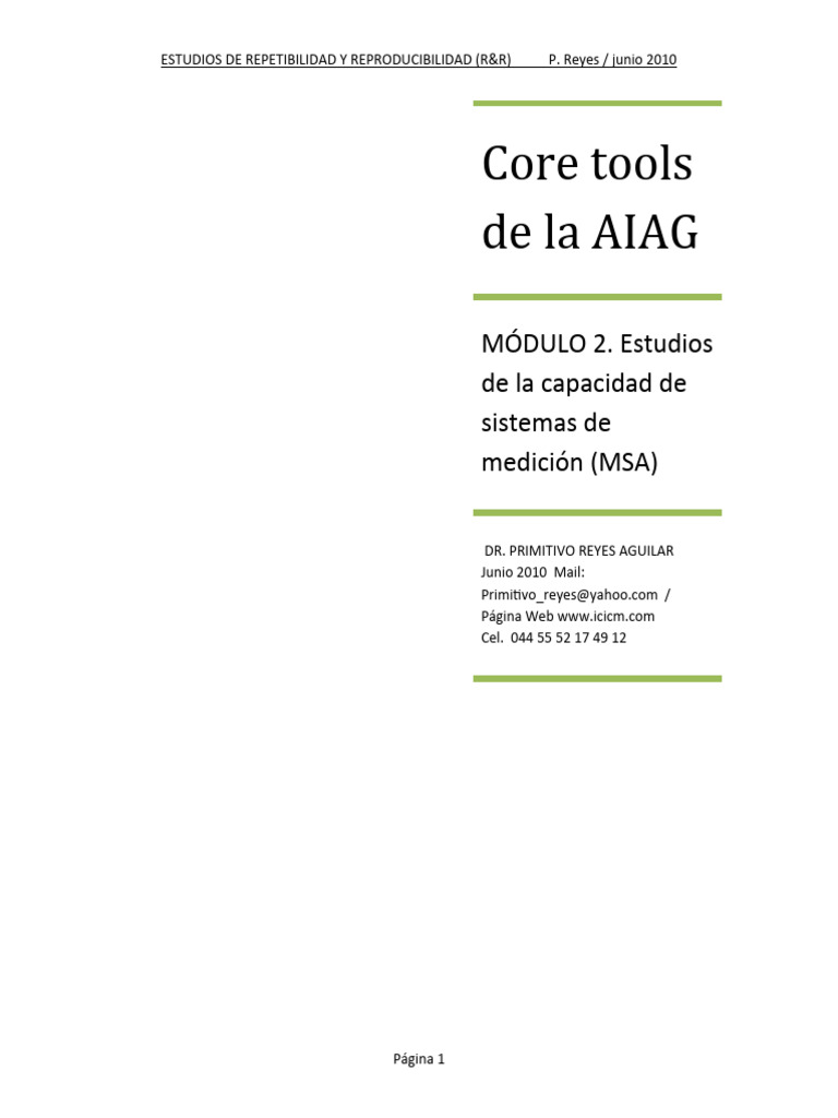 M Dulo 2 Core Tools Msa | PDF | Exactitud y precisión | Medición