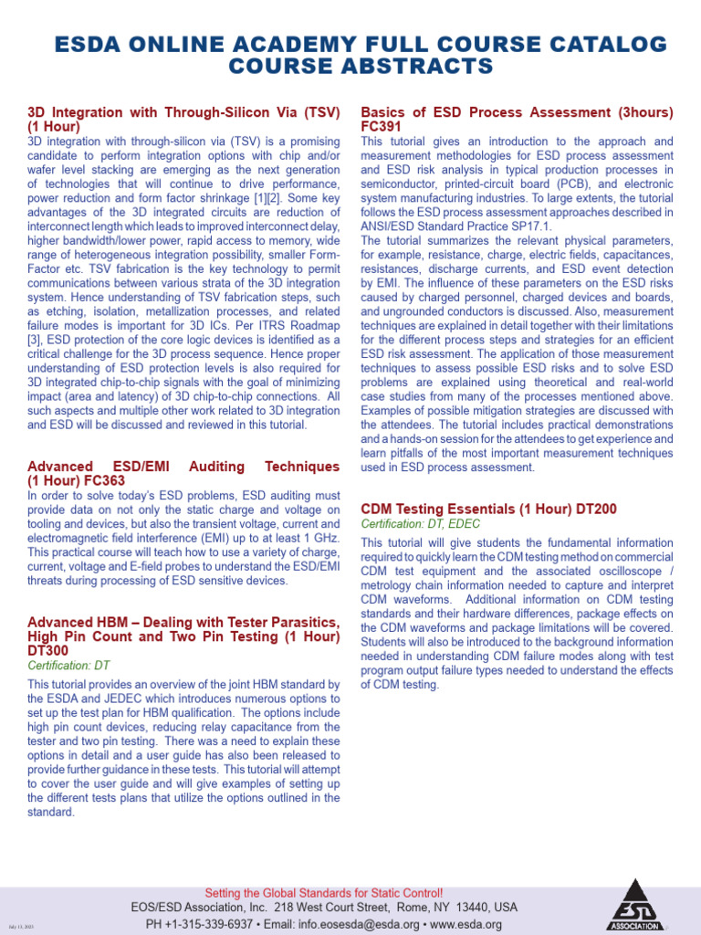2023 Online Course Catalog | PDF | Electrostatic Discharge ...