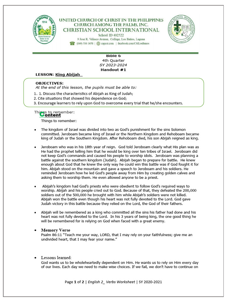 4th-Quarter-Lesson-1-Handout-No.-1-King-Abijah | PDF | Bible Content ... 4th-Quarter-Lesson-1-Handout-No.-1-King-Abijah | PDF | Bible Content ...