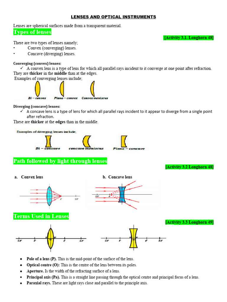 Lenses and Optical Instruments | PDF | Optics | Atomic