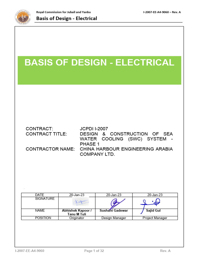Basis of Design - Electrical | PDF | Transformer | Electrical Substation