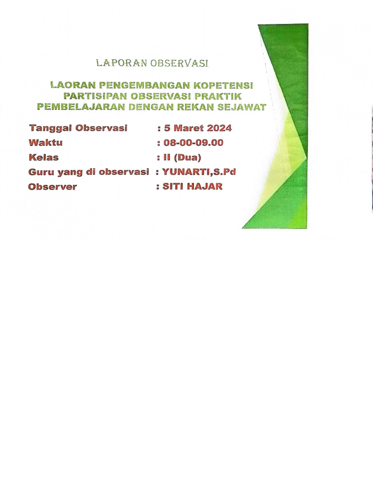 Observasi Ibu Yuni | PDF