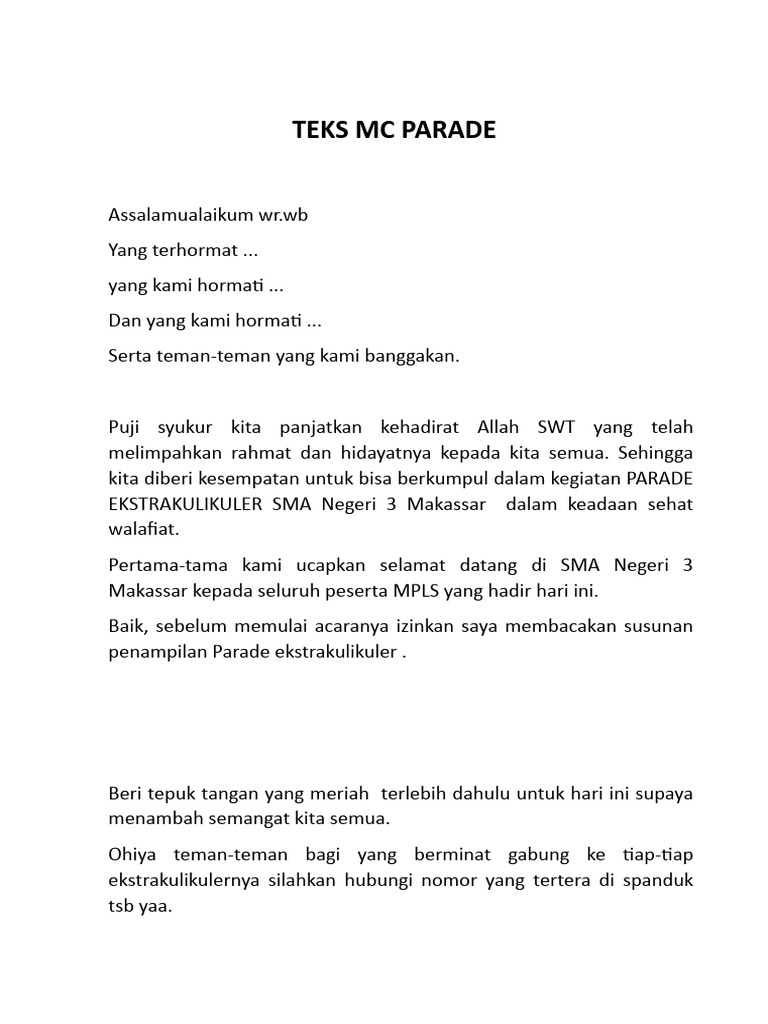 Teks MC Parade | PDF