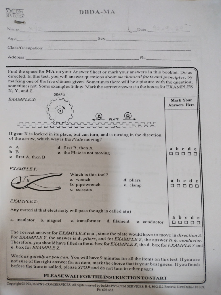 DBDA Questionnaire | PDF