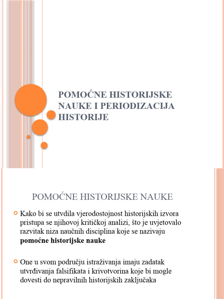 Pomoćne Historijske Nauke I Periodizacija Historije | PDF