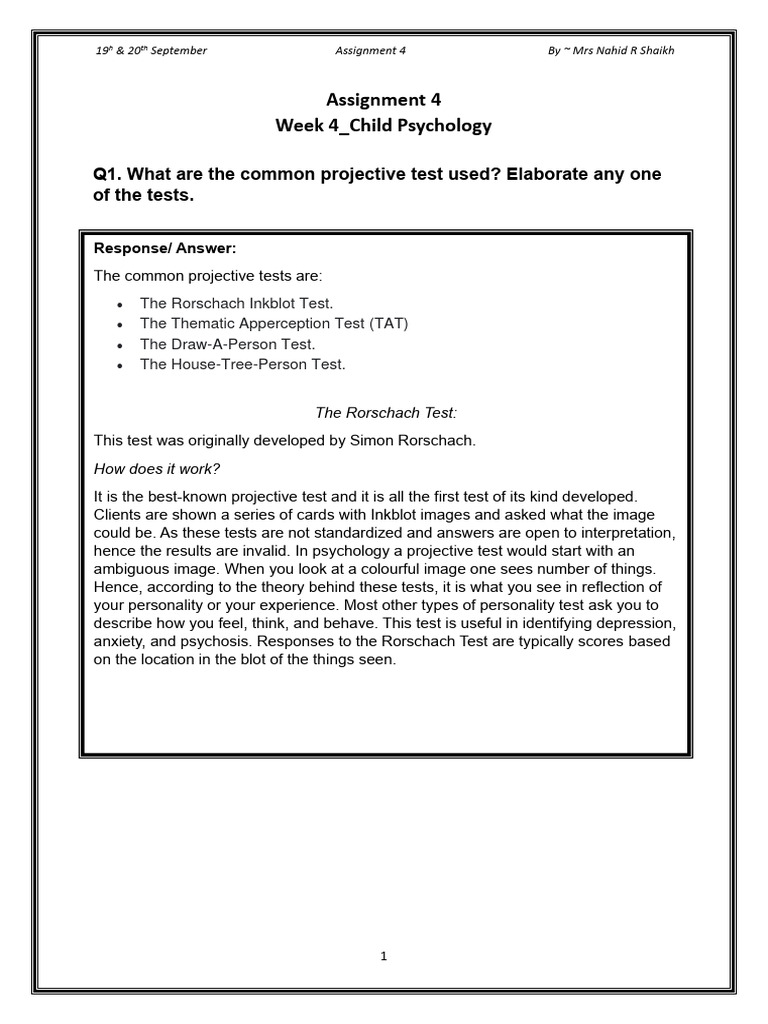 Assignment 4 - Certificate in Child Psychology - Mrs Nahid R Shaikh ...