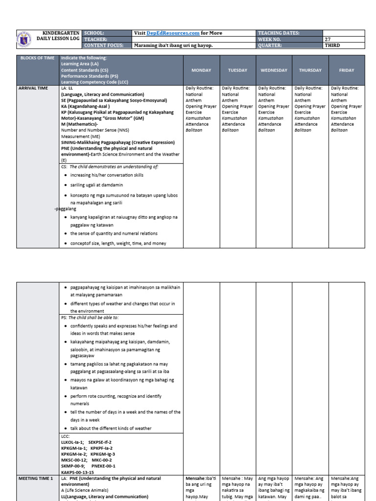 DLL Kinder Q3 W7 | PDF