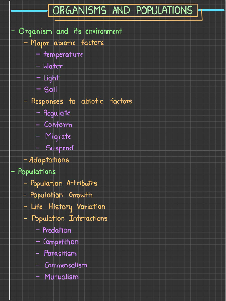 Organisms and Population NOTES | PDF
