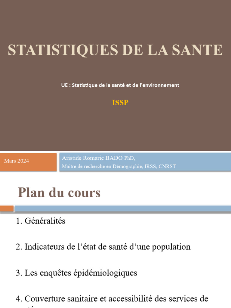 Cours Health-Statistics ISSP-2024 VF | PDF | Vaccination | Santé publique
