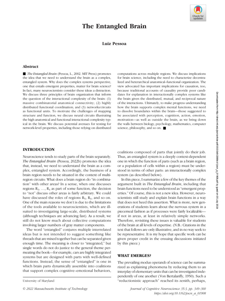 Pessoa Entangled Brain 2023 | PDF | Brain | Classical Conditioning