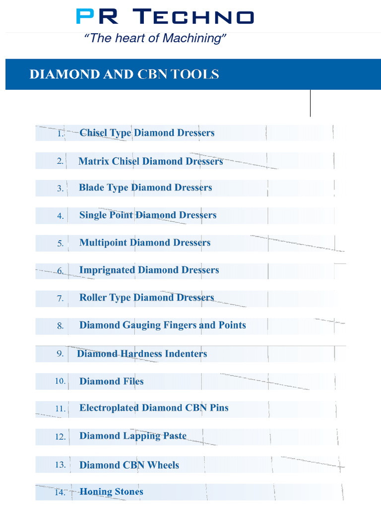 PR Techno Brochure For CBN | PDF | Grinding (Abrasive Cutting) | Diamond