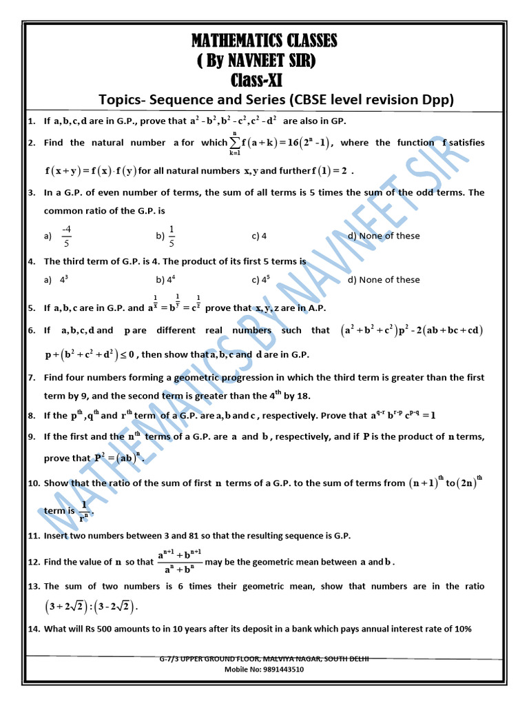 Class XI Math (19-11-23) | PDF | Mathematics | Numbers
