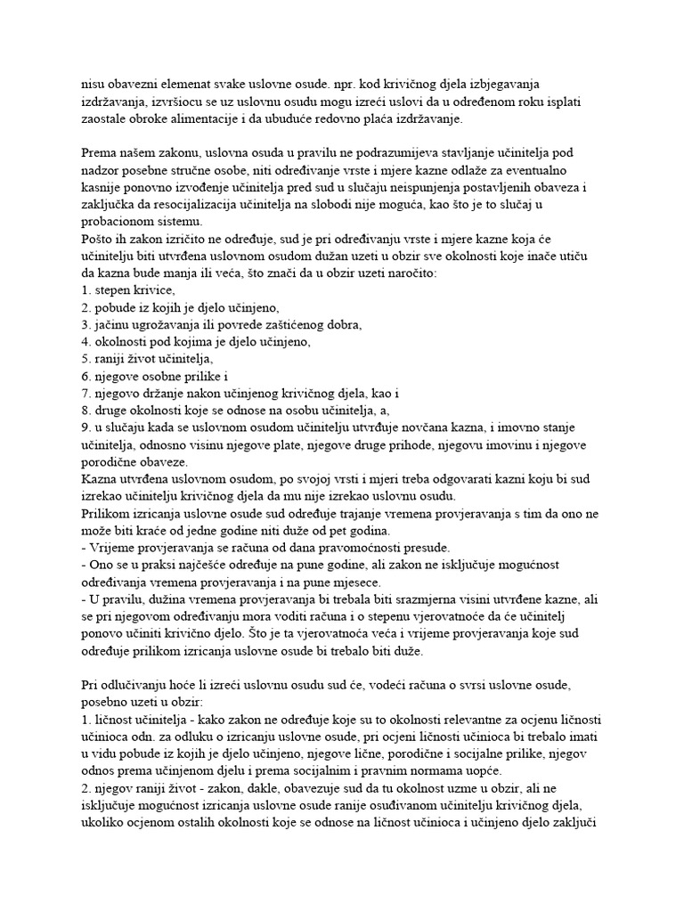 Nisu Obavezni Elemenat Svake Uslovne Osude | PDF