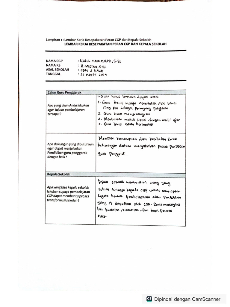Lembar kerja kesepakatan peran CPG | PDF