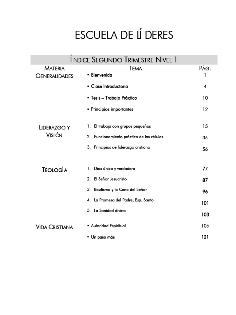 Escuela de Lideres - 2° Trimestre - Nivel 1 | PDF | Amor | Dios
