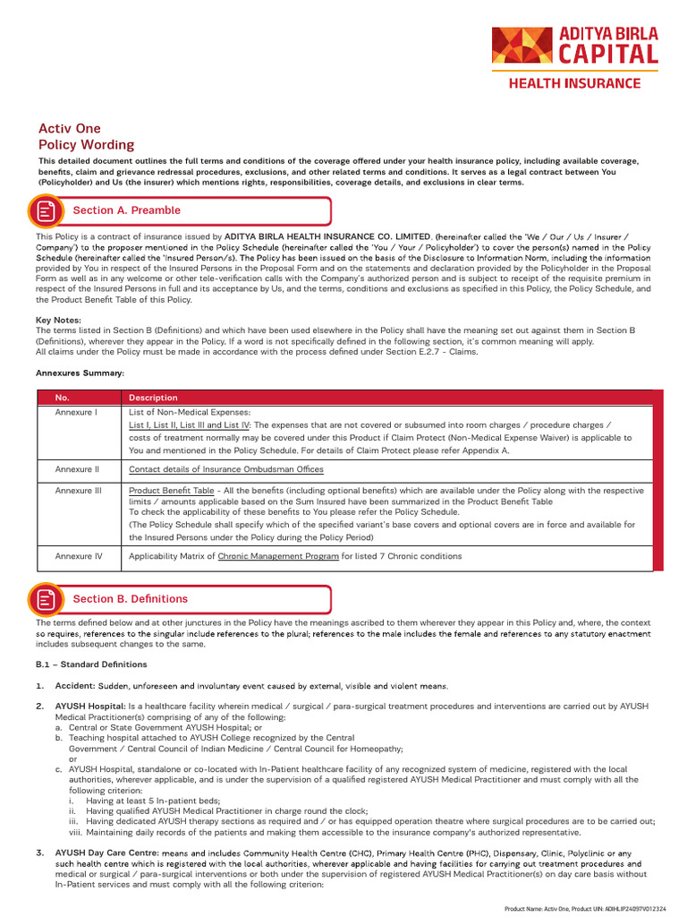 Activ One VYTL Policy | PDF | Cancer | Carcinoma