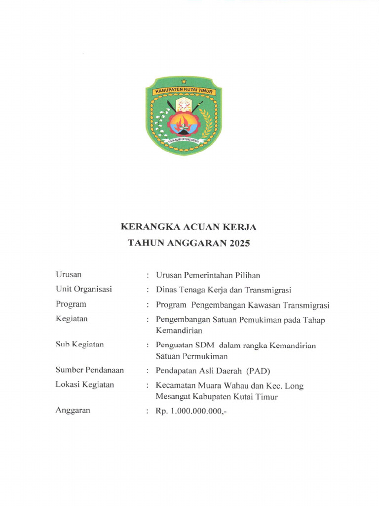 KAK Dan RAB Sub Keg Penguatan SDM 2025 | PDF