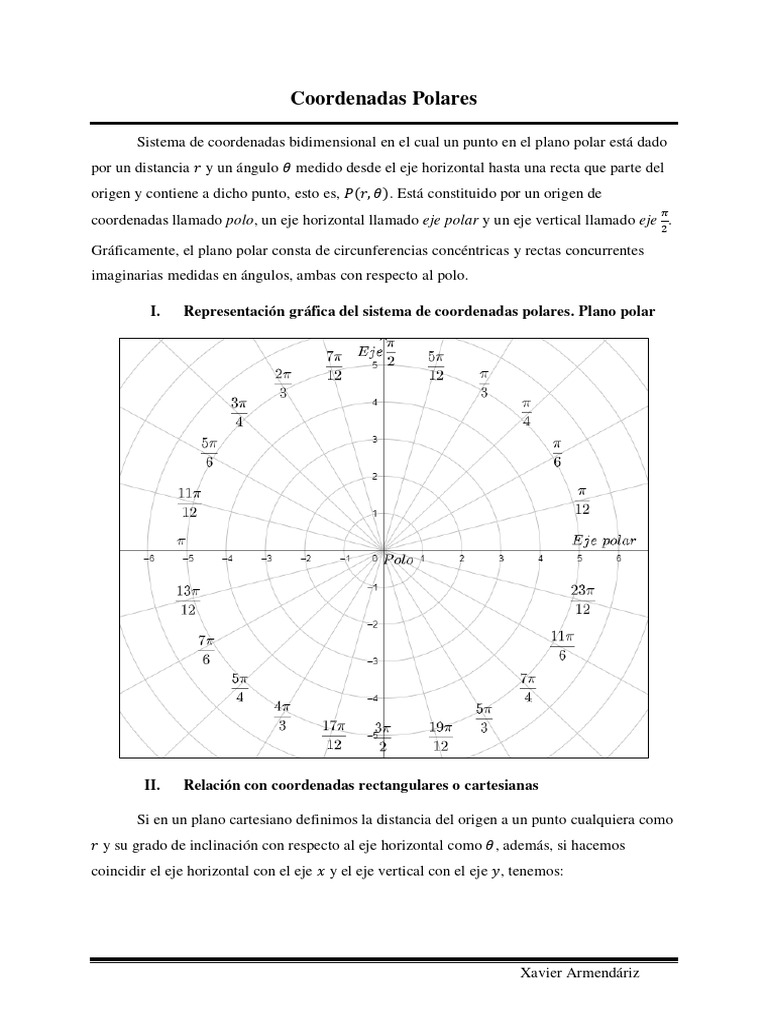 Apuntes Coordenadas Polares | PDF | Sistema de coordenadas Cartesianas ...