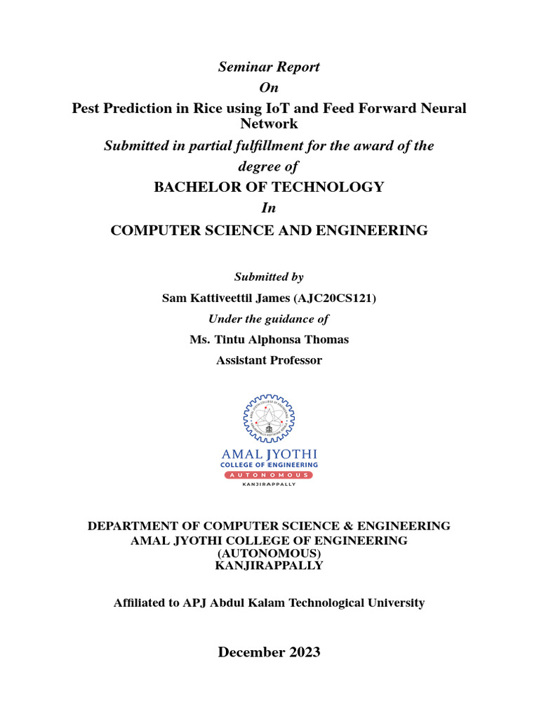 seminar report final | PDF | Machine Learning | Internet Of Things