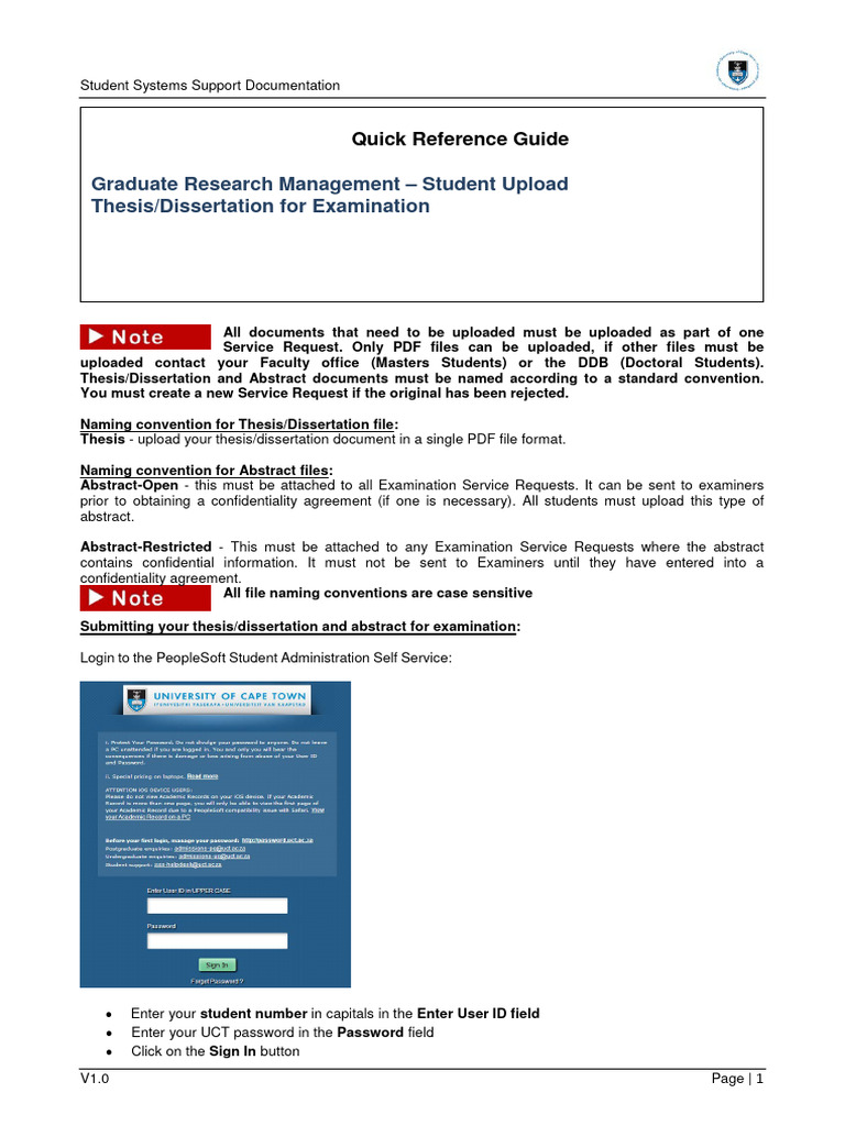 Guide To Submission of A Thesis or Dissertation For Examination | PDF ...