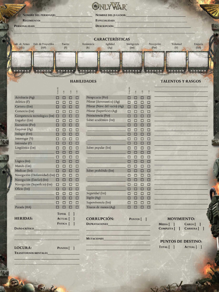 Ficha de Personaje Editable | PDF