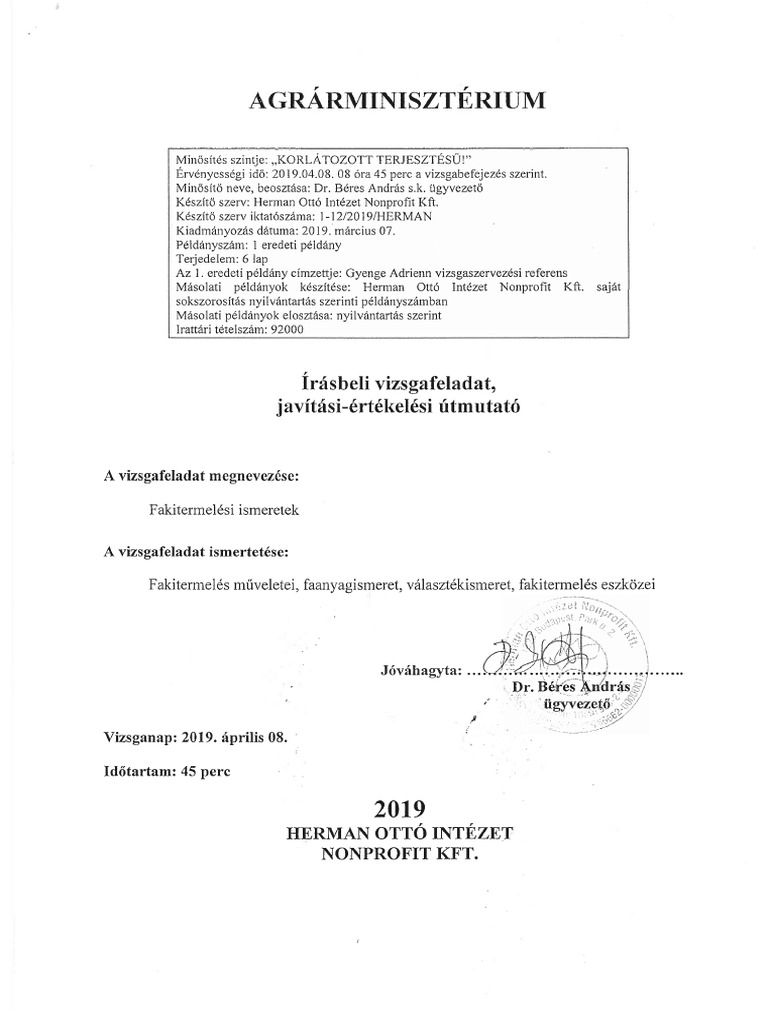 Írásbeli Minta 2019-04-08 | PDF
