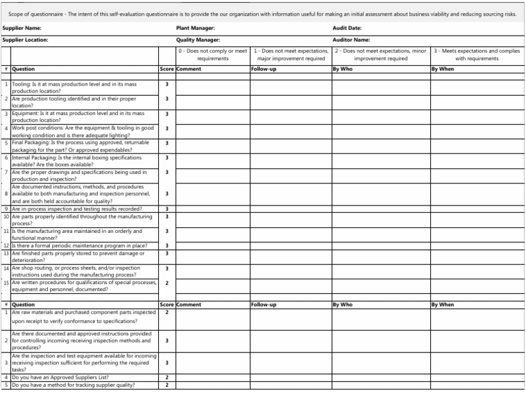 ISO-9001-2015-Supplier Evaluation Checklist | PDF | Specification ...