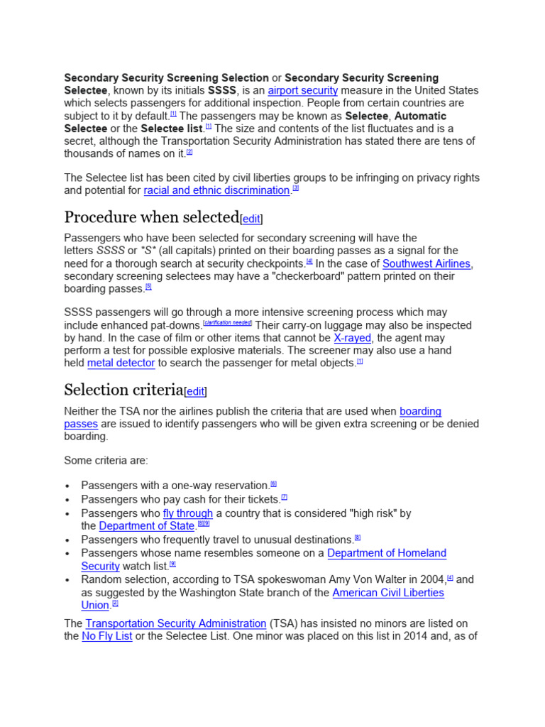 16 Secondary Security Screening Selection | PDF | Transportation ...