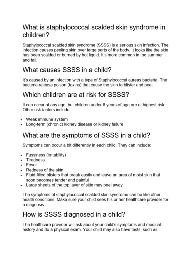 17 What Is Staphylococcal Scalded Skin Syndrome in Children | PDF ...