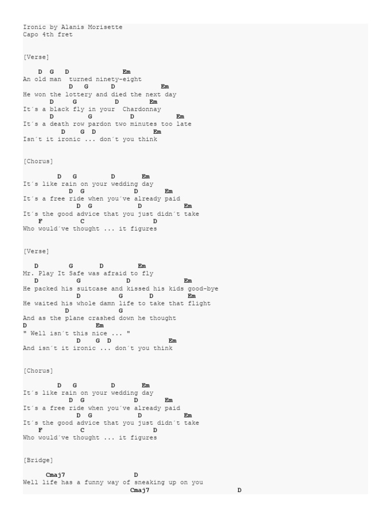 Ironic by Alanis Morisette | PDF | Song Structure | Songs