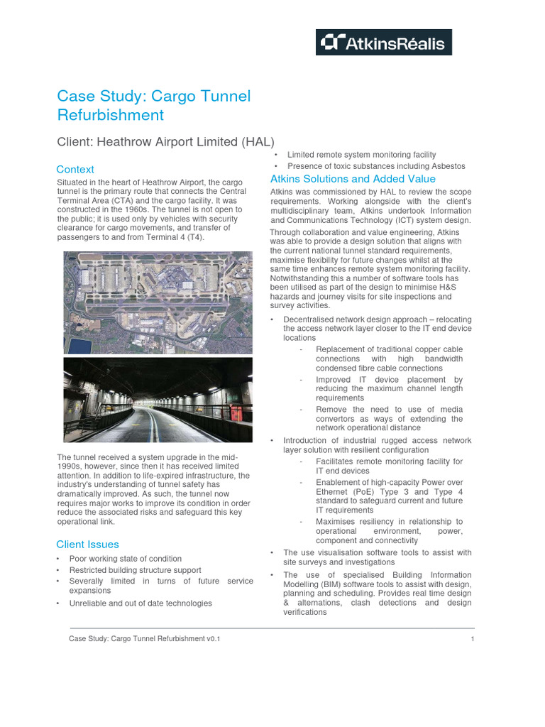 Case Study Cargo Tunnel Refurbishment v0 | PDF | Computer Network ...