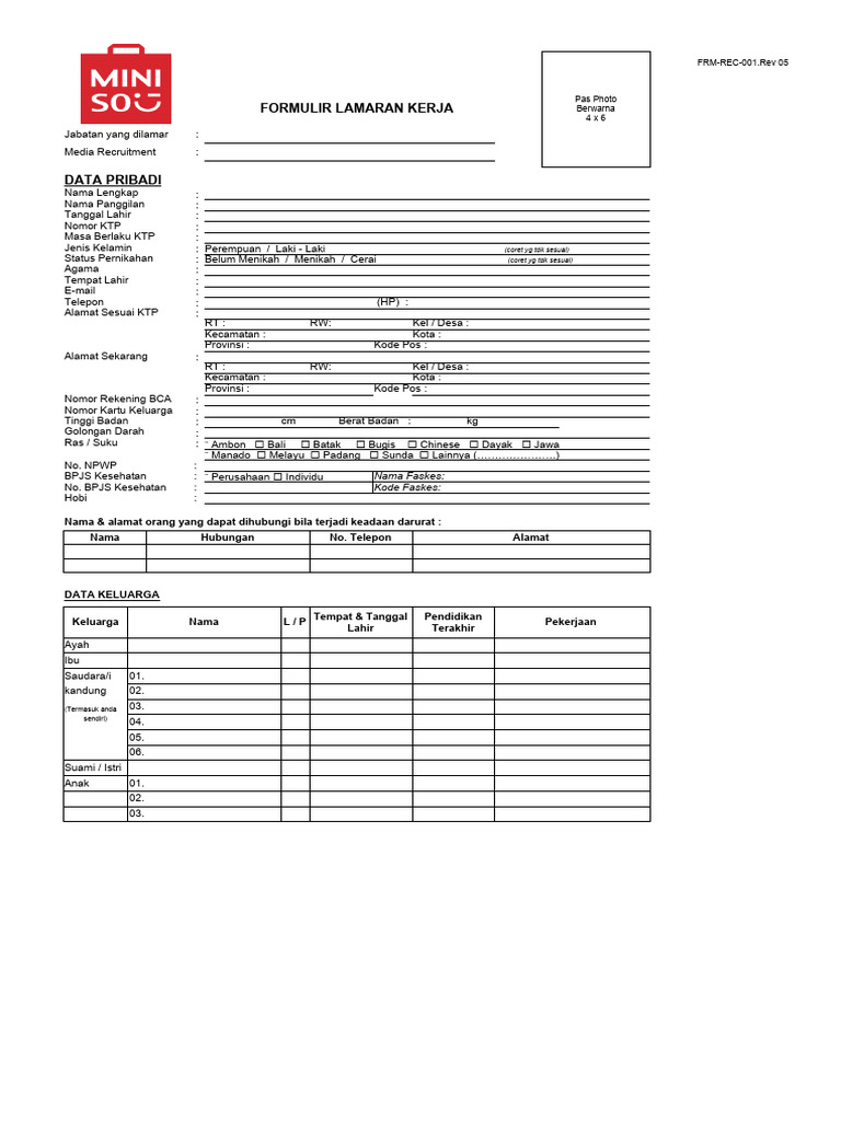 App Form Miniso Indonesia | PDF