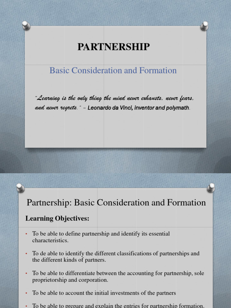Partnership - Basic Considerations and Formation | PDF | Debits And ...