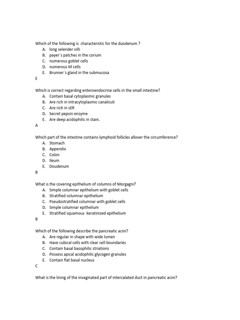 GIT - MCQ Bank | PDF | Epithelium | Pancreas