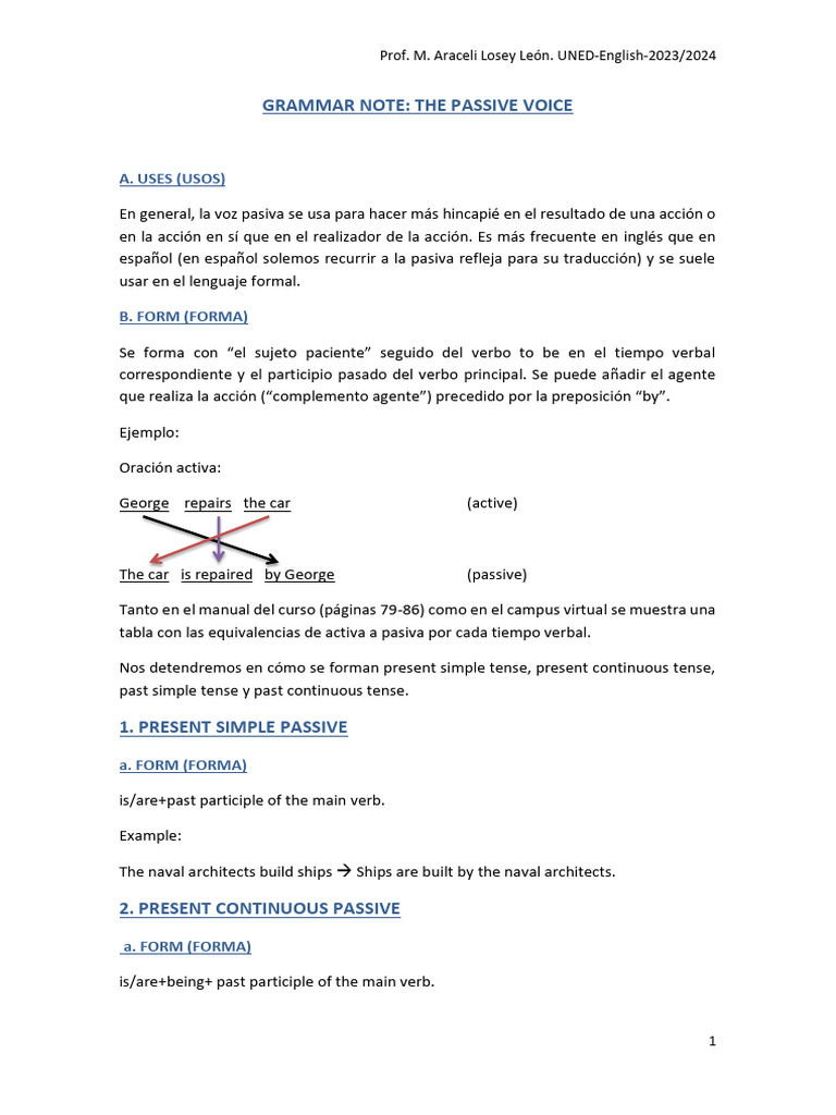 15205444-Grammar+note The+passive+voice 2023-2024 | PDF | Verb ...