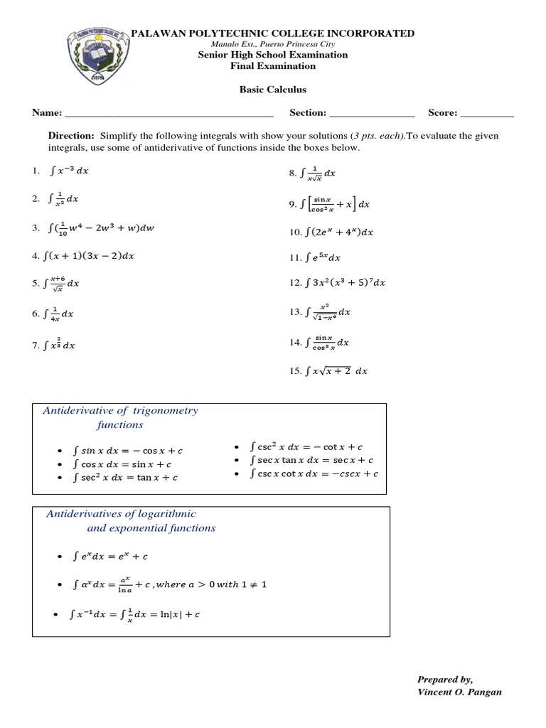 4th Quarterly Basic Calulus | PDF | Calculus | Mathematical Objects