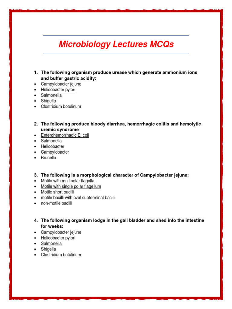 Microbiology Lectures MCQs | PDF | Virus | Hepatitis