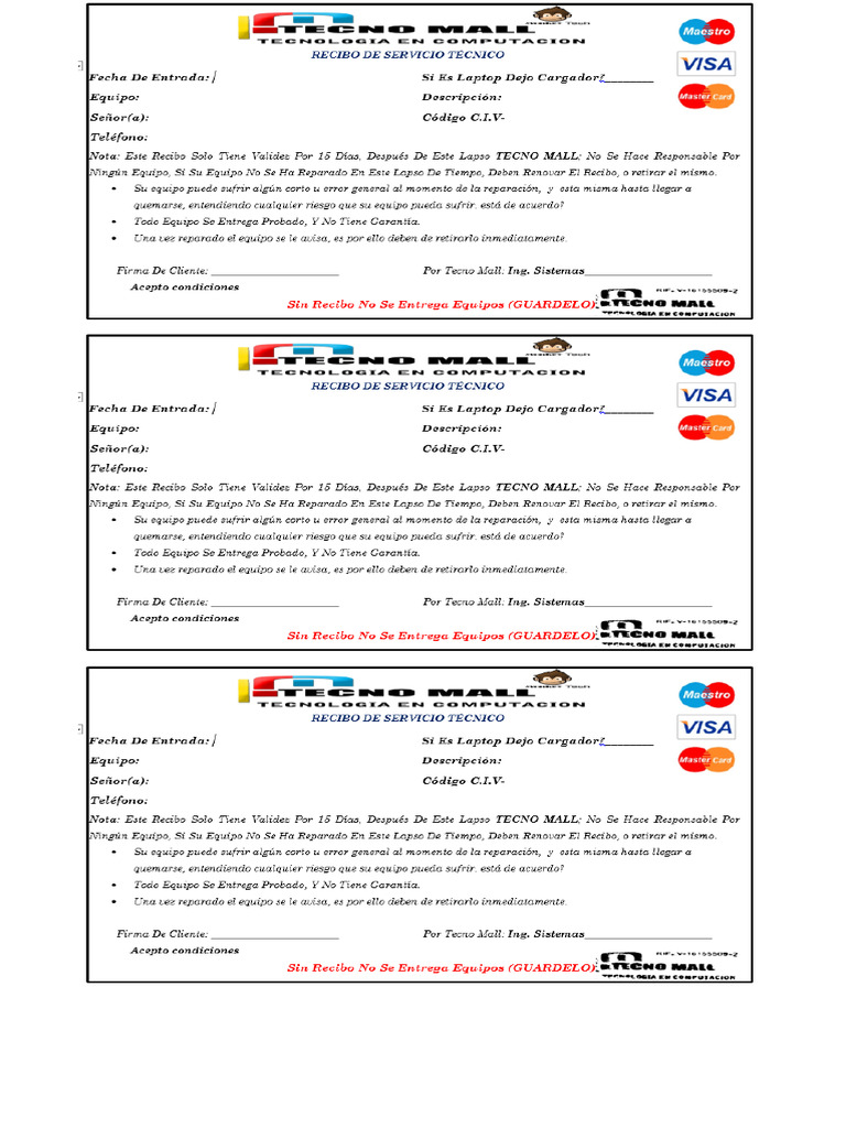 Recibo Servicio Tecno Mall | PDF