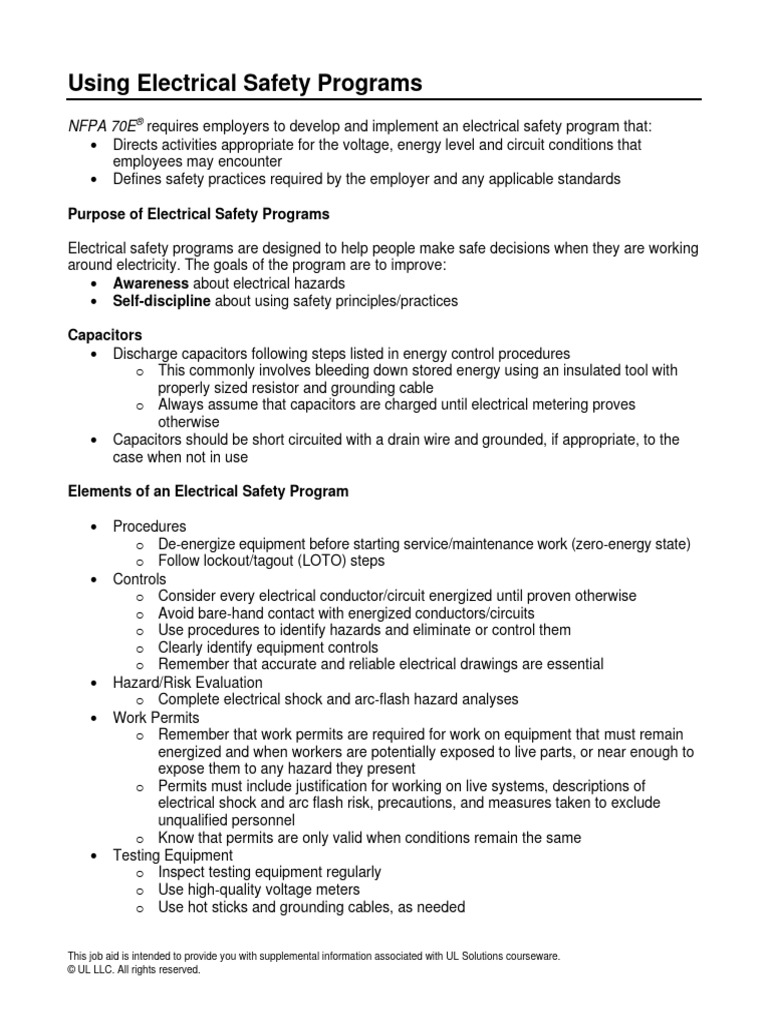 Using Electrical Safety Programs US Job Aid PS5-00207 | PDF ...