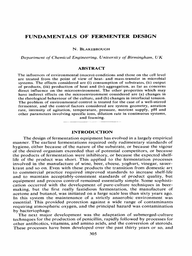 Fermenter Design Principles Explained | PDF | Fermentation | Microorganism