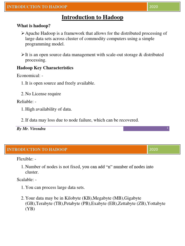 Introduction To Bigdata Hadoop Pdf Apache Hadoop Map Reduce
