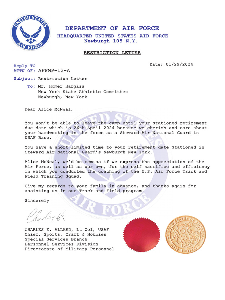 Restriction Letter Usaf Base | PDF | History