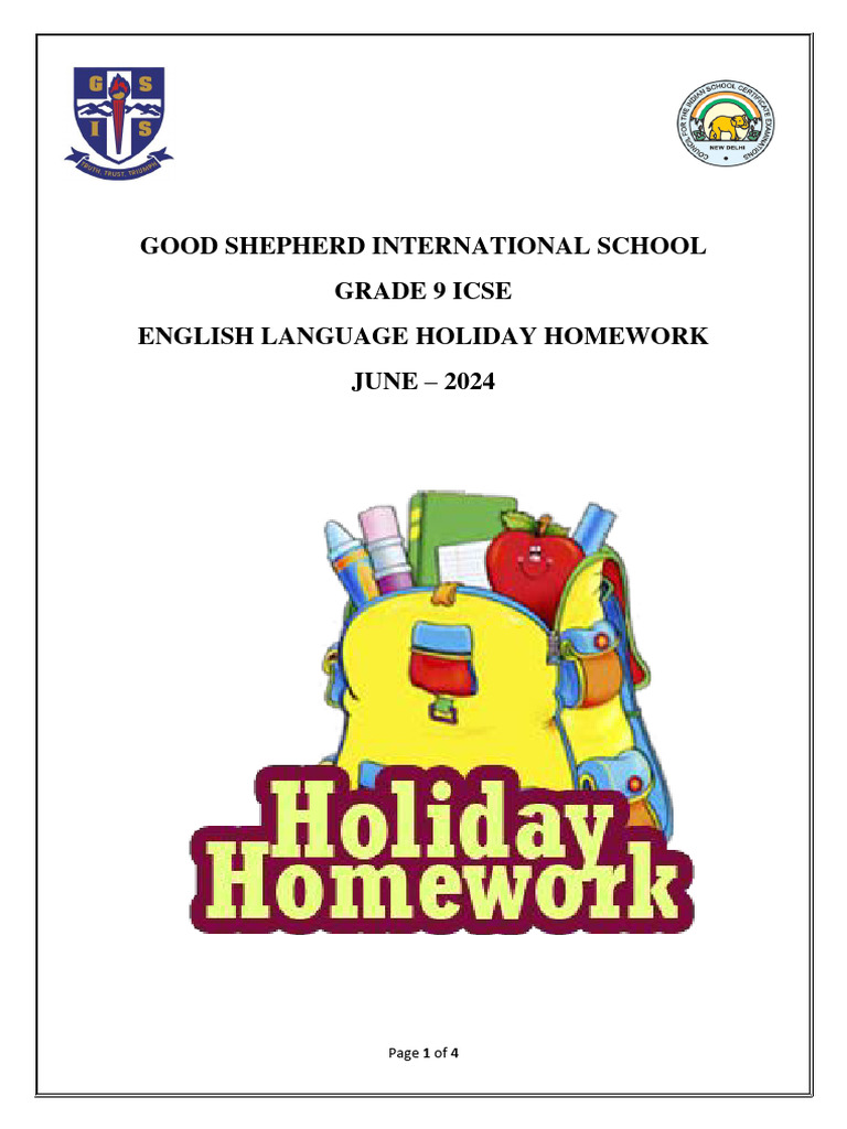 9 ICSE - Eng Lang - HHW | PDF