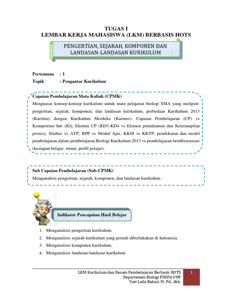 LKM 1 - Kurikulum Dan Desain Pembelajaran | PDF