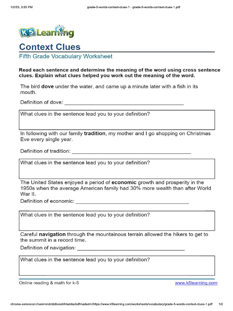 context clue exercises | PDF