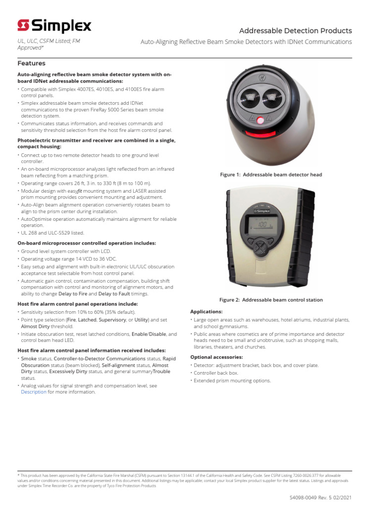 IDNet Auto-Align Beam Smoke Detectors | PDF | Electrical Engineering ...