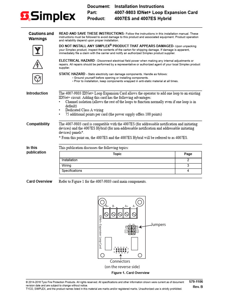 Loop Expansion Module 4007-9803 | PDF | Electrical Wiring | Wire