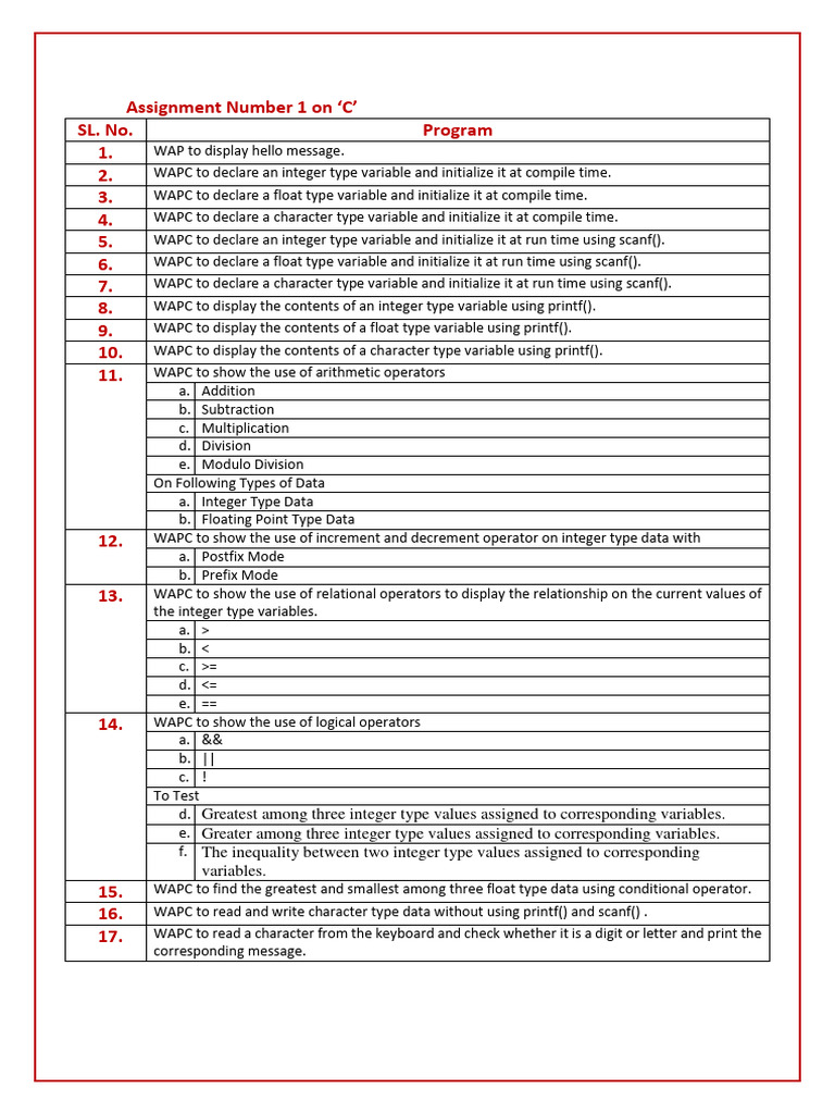 Assignment On C | PDF | Integer | Computer Science